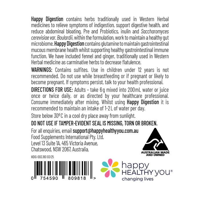 Happy Digestion Prebiotic Probiotic Supplements | HHY