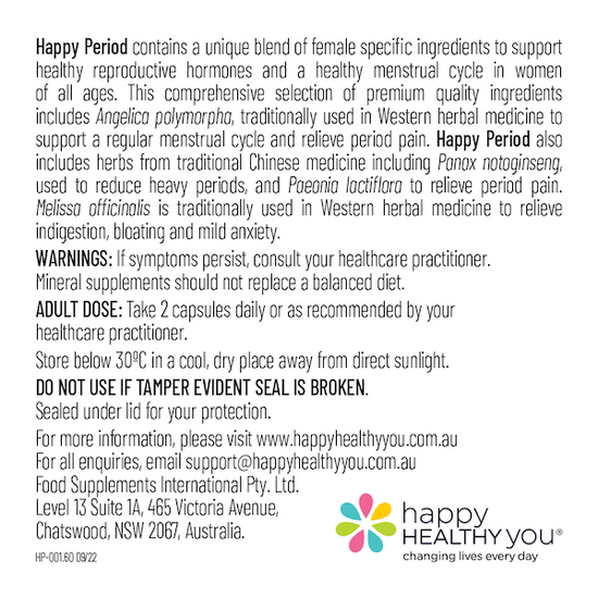 Buy Happy Period Capsules | Supplement For Period Pain – Happy Healthy You