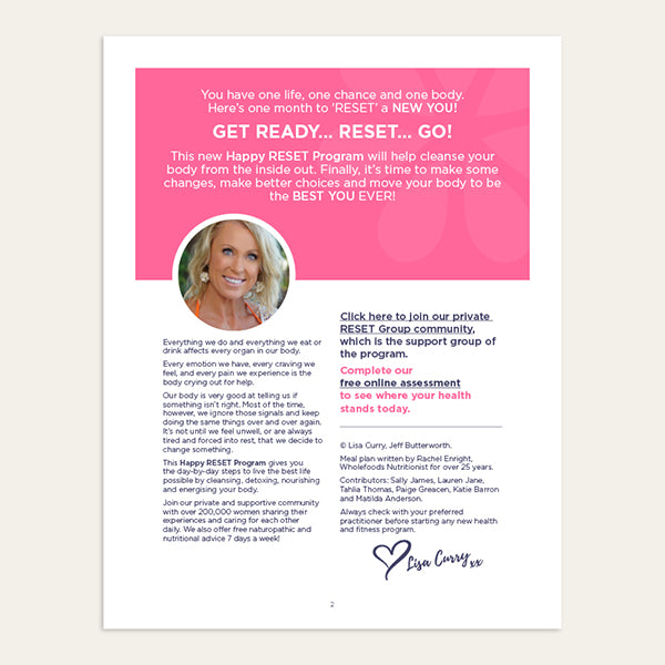 Happy Reset Program (Print) - Diet Program - Happy Healthy You